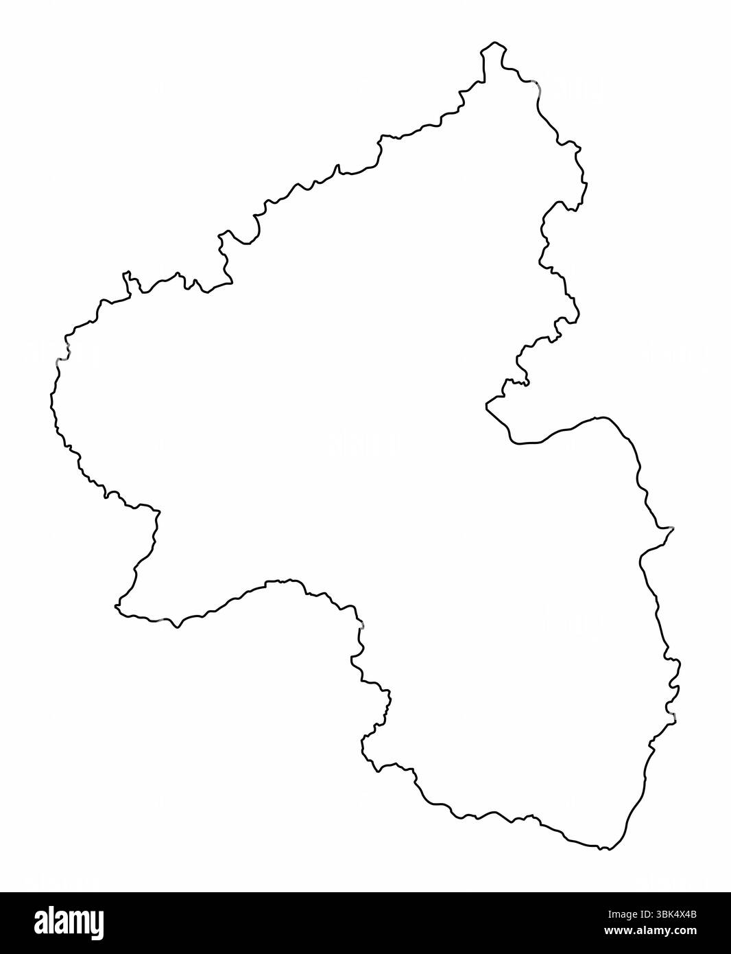 Rhineland-Palatinate State outline map isolated on white background ...