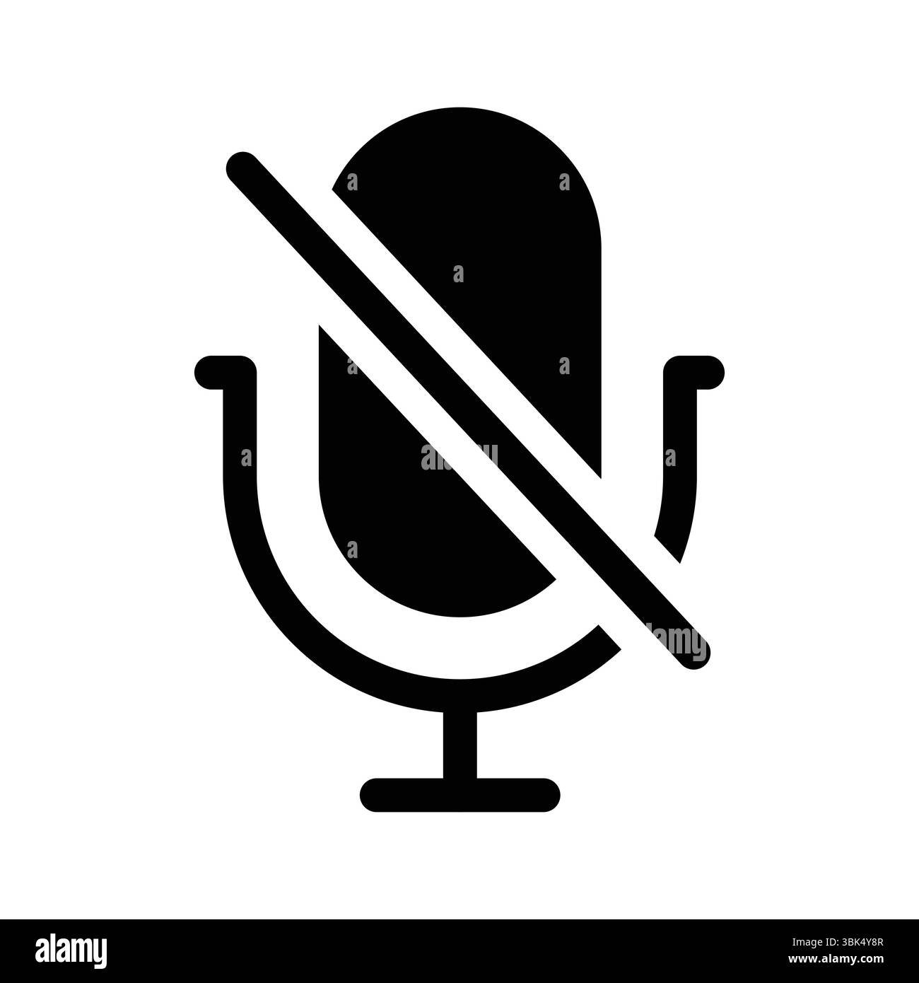 Microphone symbol with a line through it, indicating silence Stock ...