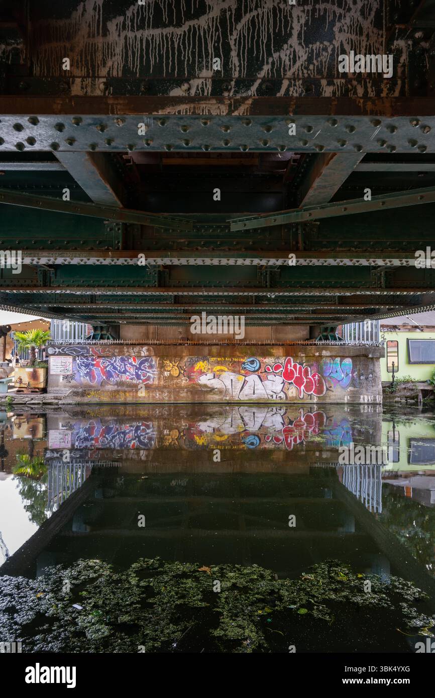 Underneath the bridge carrying the Mildmay Overground rail line in ...