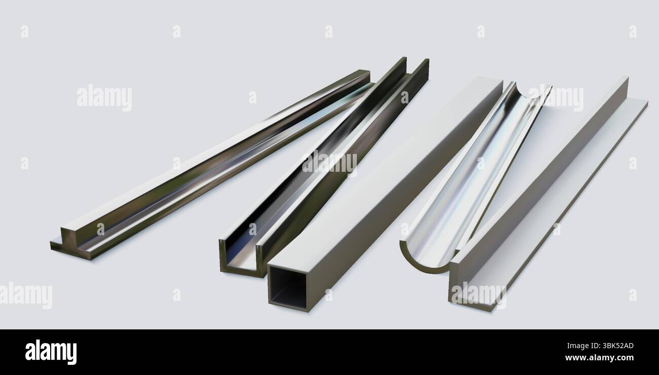 Steel bar. Aluminum metal profile or iron square angle rolled stock ...
