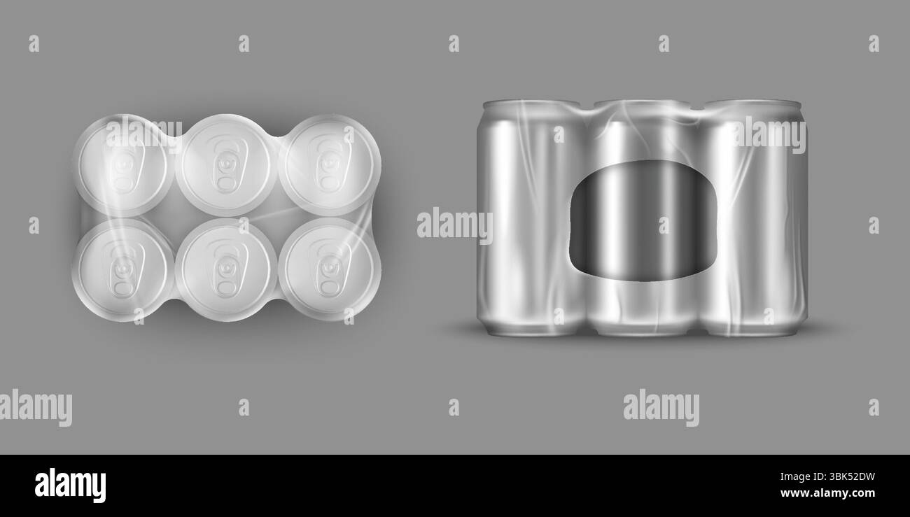 Tin can. Soda or beer aluminum food cylinders. 3D metal white jar ...