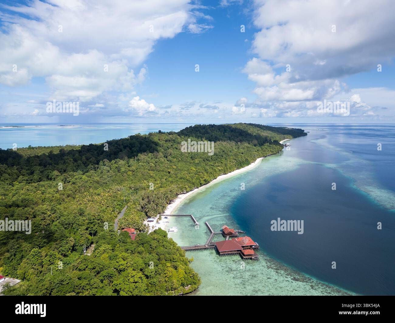 Maratua, Indonesia: Aerial view of the coral reef along Maratua island ...