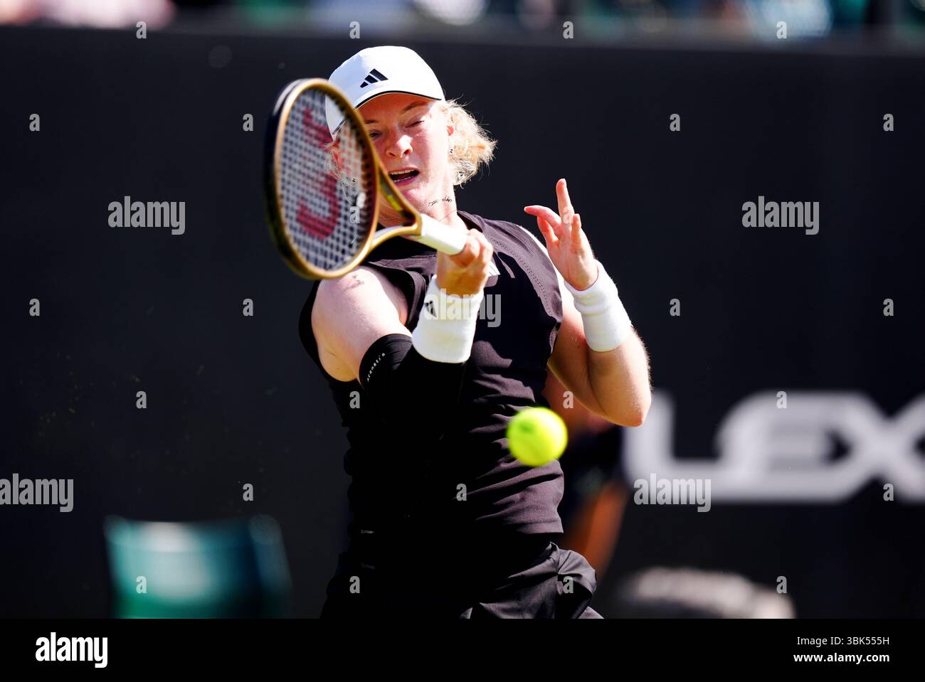 Francesca Jones in action against Linda Noskova on day three of the ...