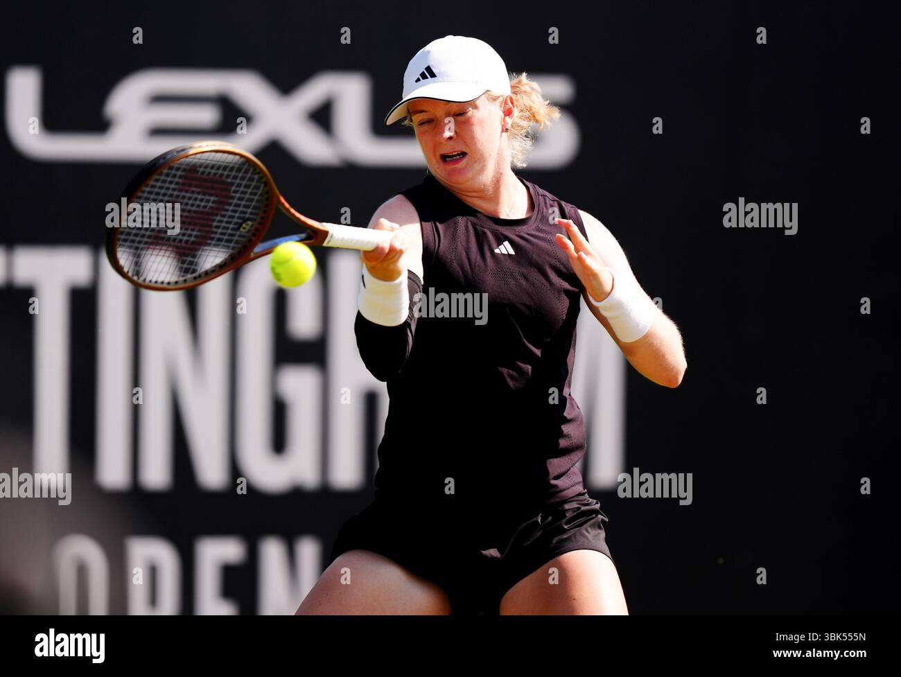 Francesca Jones in action against Linda Noskova on day three of the ...