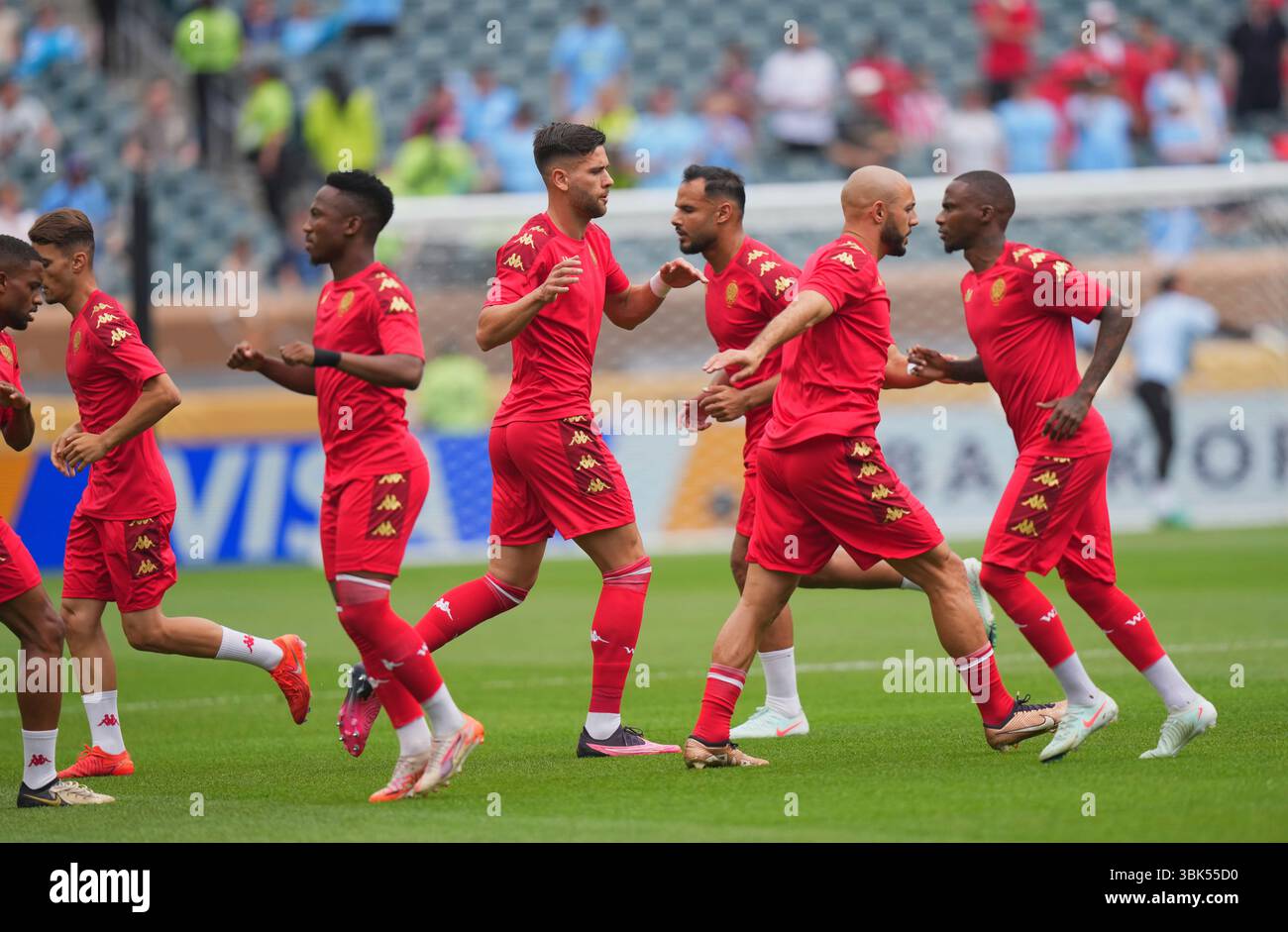 Wydad AC players warm up before a Club World Cup group G soccer match ...