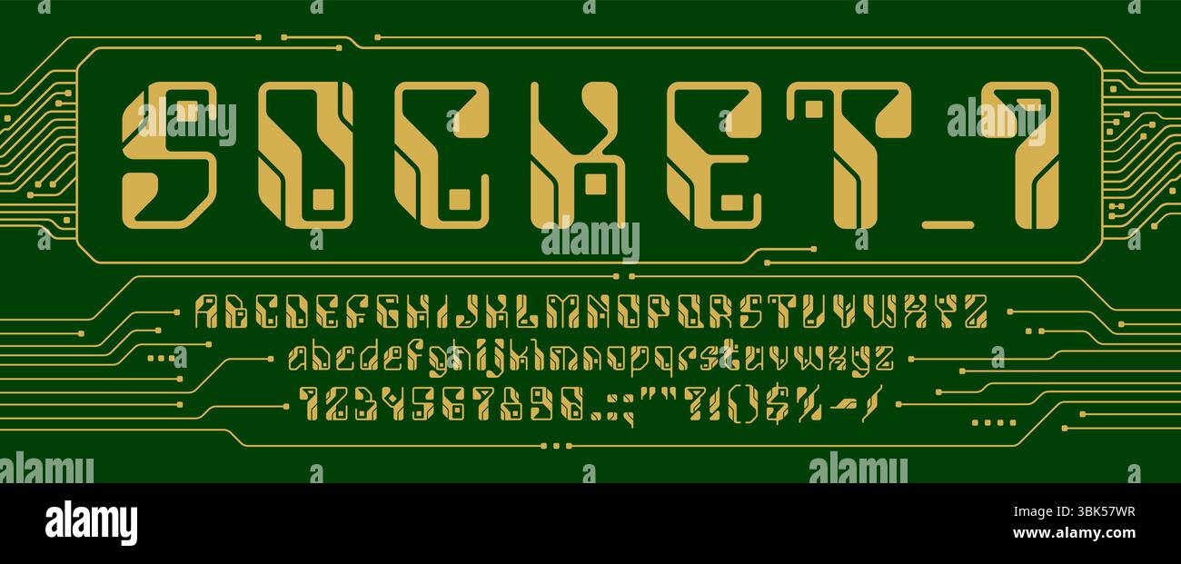 Motherboard font, circuit board typeface, psb technology type, computer ...