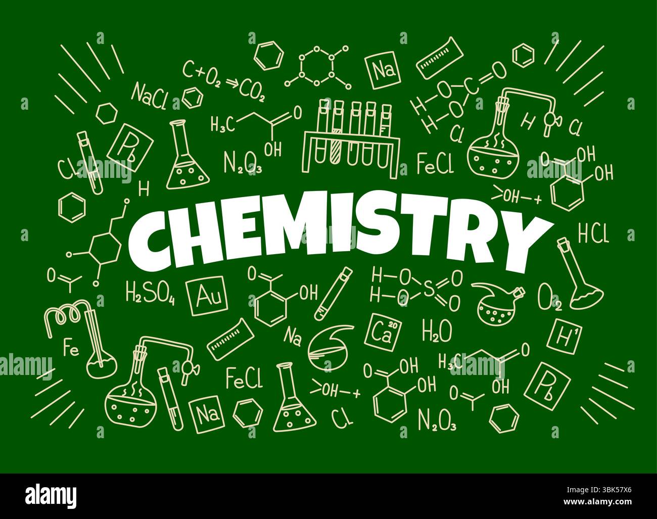 Chemistry symbols and formulas on school board. Vector education ...