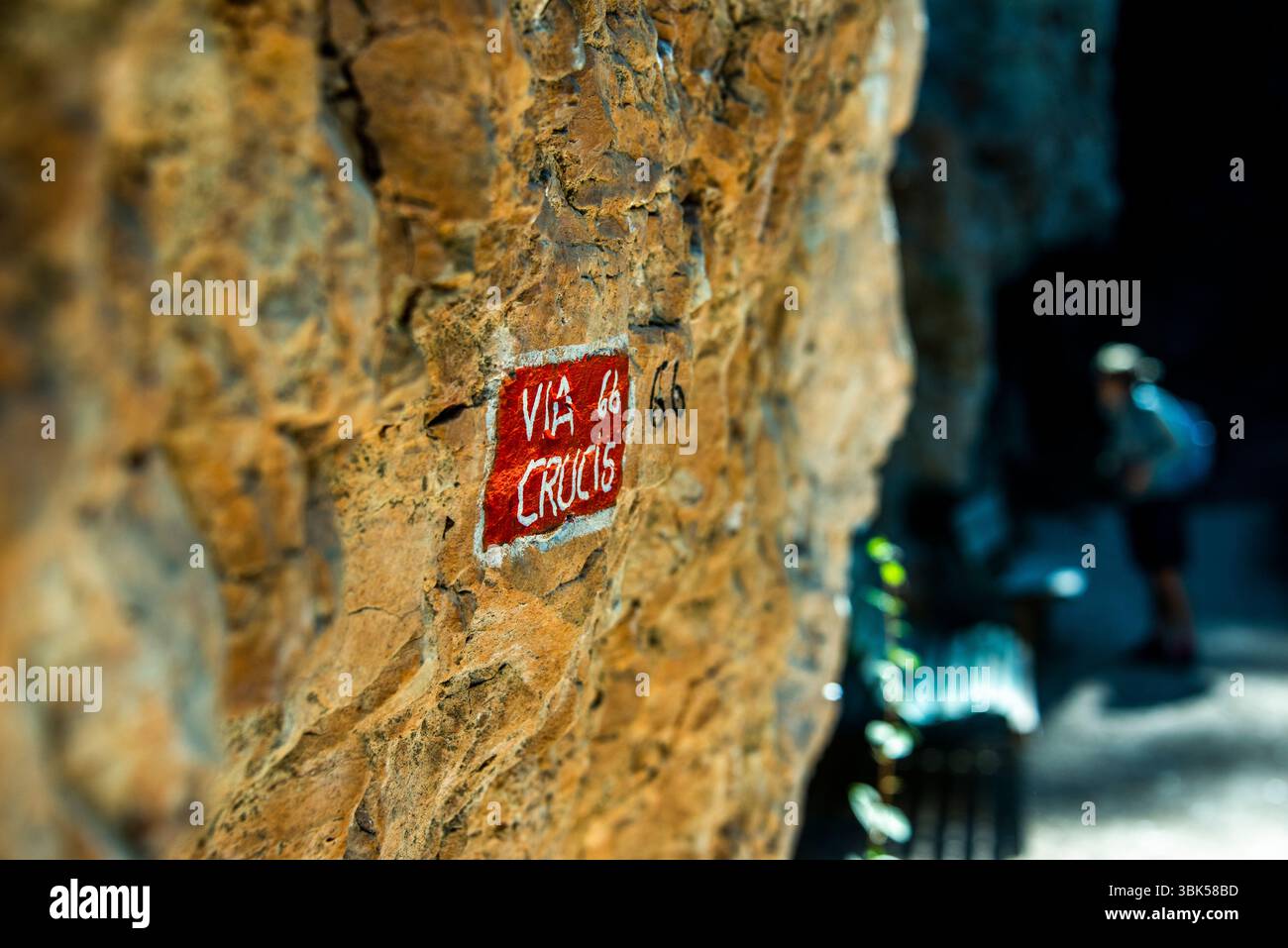 start of route for climbers on the path towards at the Sanctuary of San ...