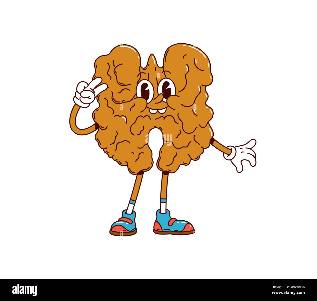 Cartoon groovy walnut nut character with funny silly face, vector comic ...