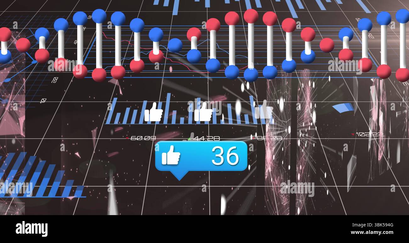 Displaying blue thumbs-up counter showing engagement in analytics grid ...