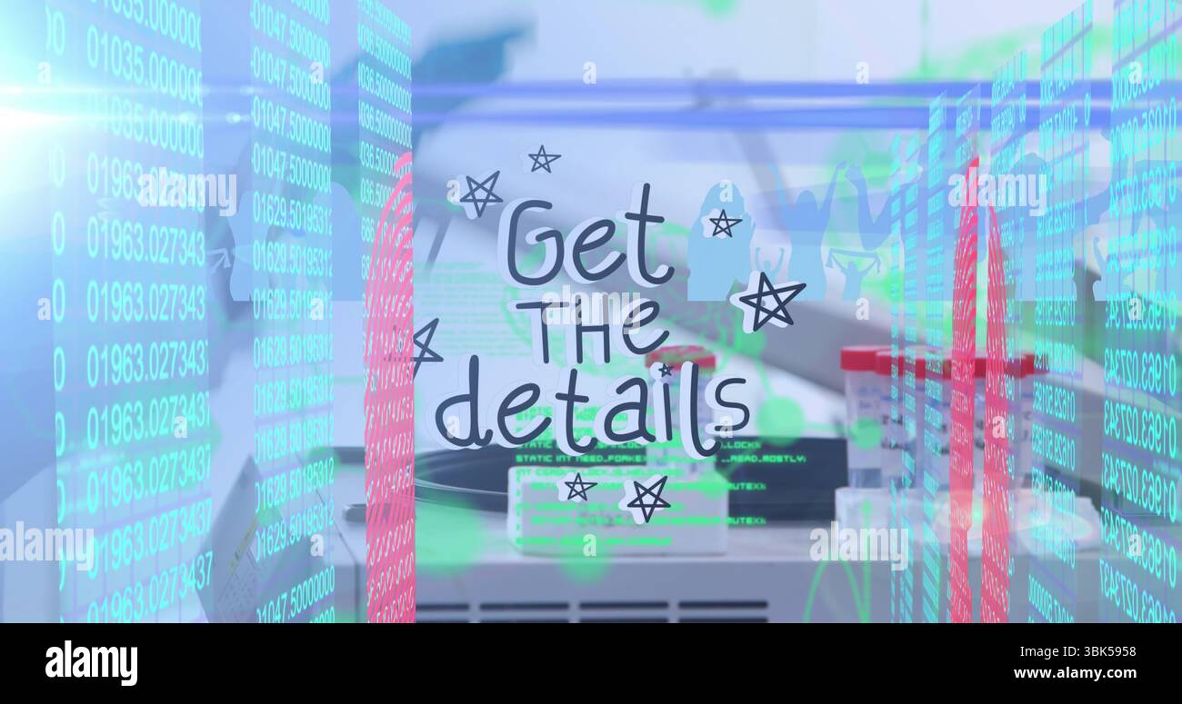 Displaying stylized doodled text over research bench, mixing sample ...