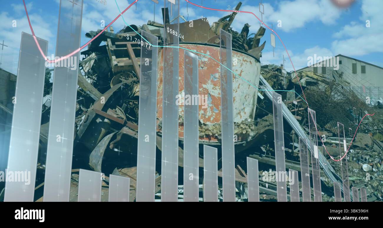 Displaying rusted cylindrical tank rising amid scrap at scrapyard, with ...
