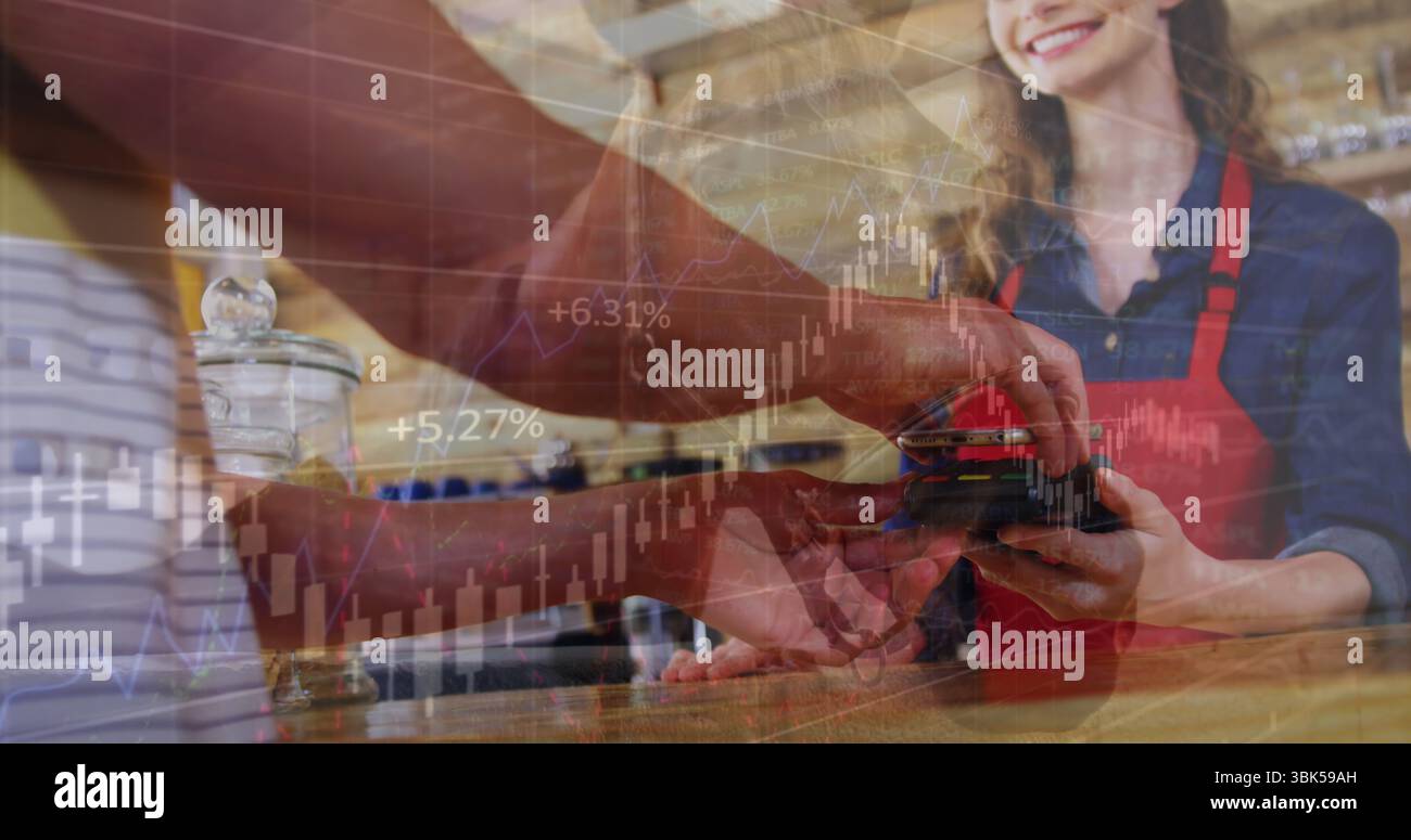 Customer tapping credit card barista hi-res stock photography and ...