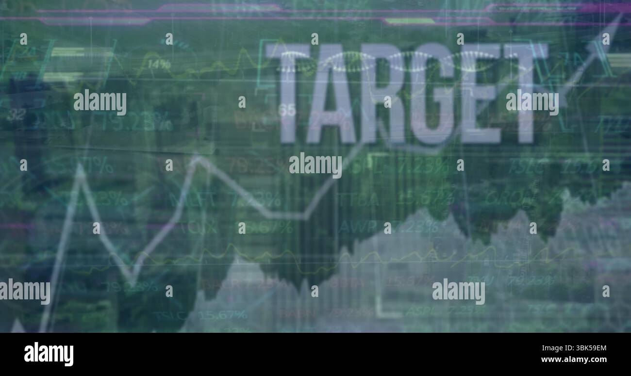 White TARGET highlighting trends on data dashboard, with line graphs ...