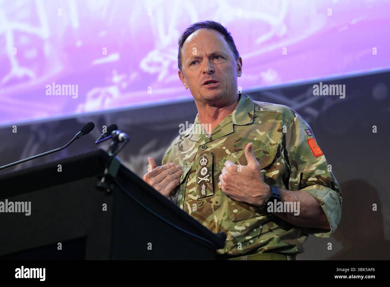 Chief of the General Staff, General Sir Roland Walker, delivers a ...