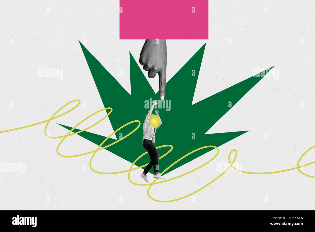 3D collage composite trend artwork sketch of body language symbol hand ...