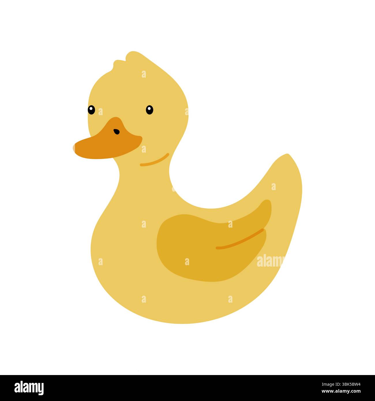 Cute cartoon yellow duckling with a friendly expression in a simple ...