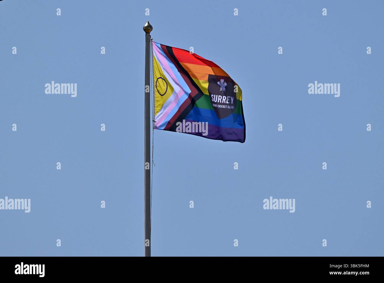 Surrey pride flag flying at the Kia Oval Stock Photo - Alamy