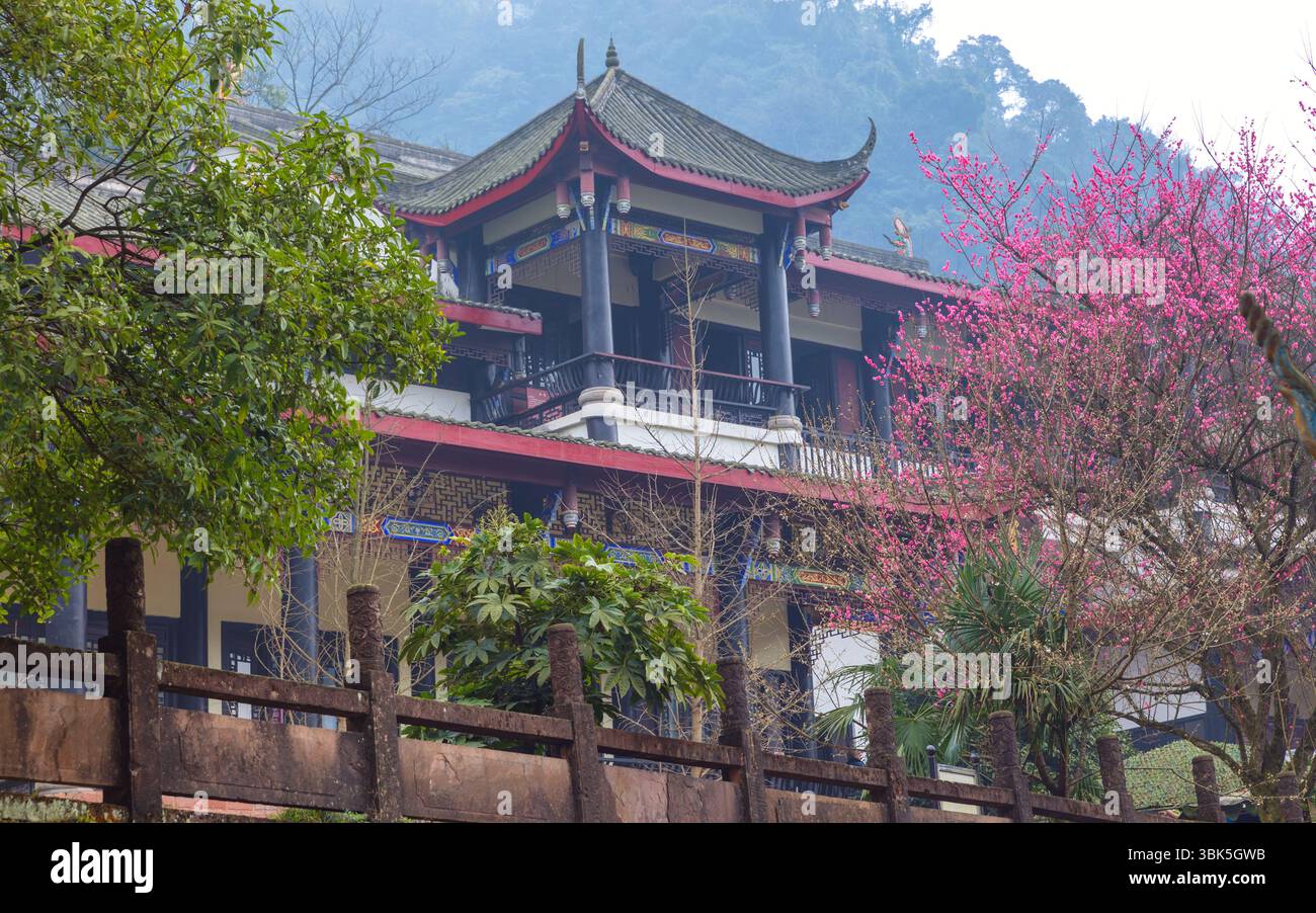 Buddhist temple angle shot in China under sky Stock Photo - Alamy