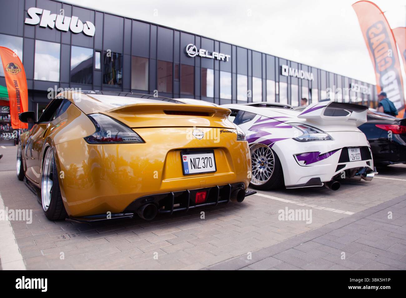 Vilnius, Lithuania - 31-05-2025 - Rear view of two modified Nissan 370Z ...