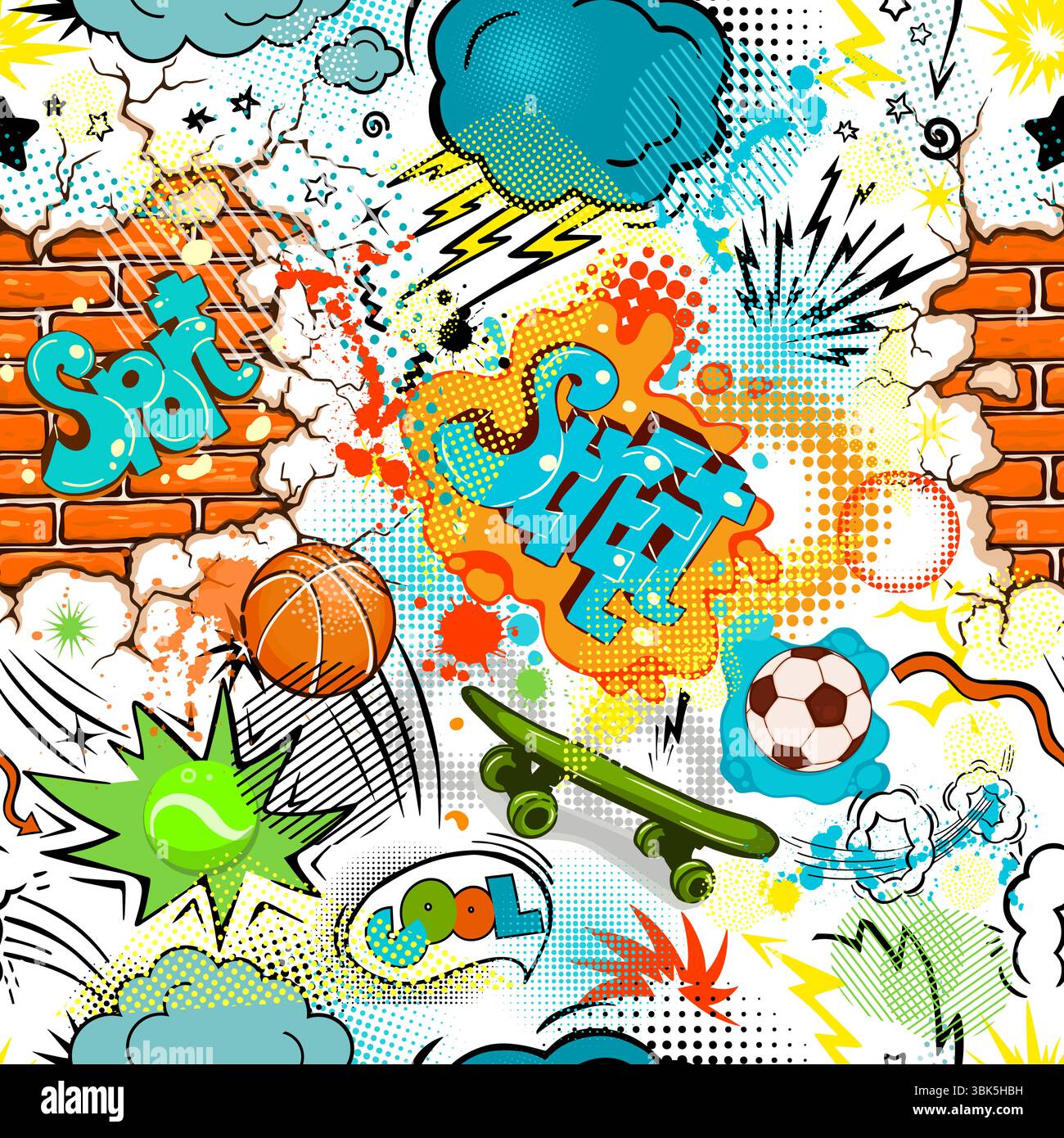 Seamless background street graffiti. hand drawing. Not AI, Vector ...