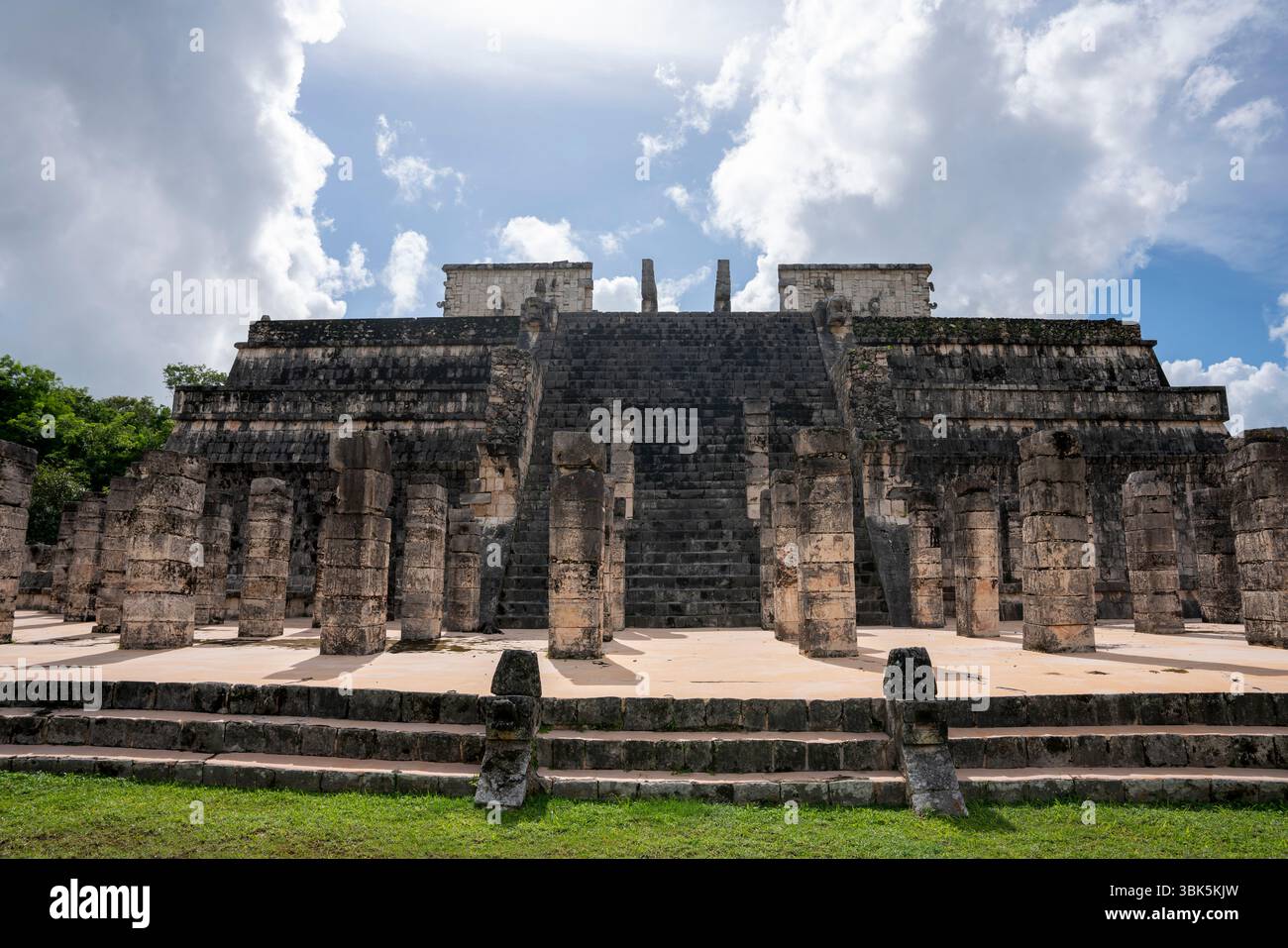 Temple of the Warriors large stone temple with rows of columns and ...