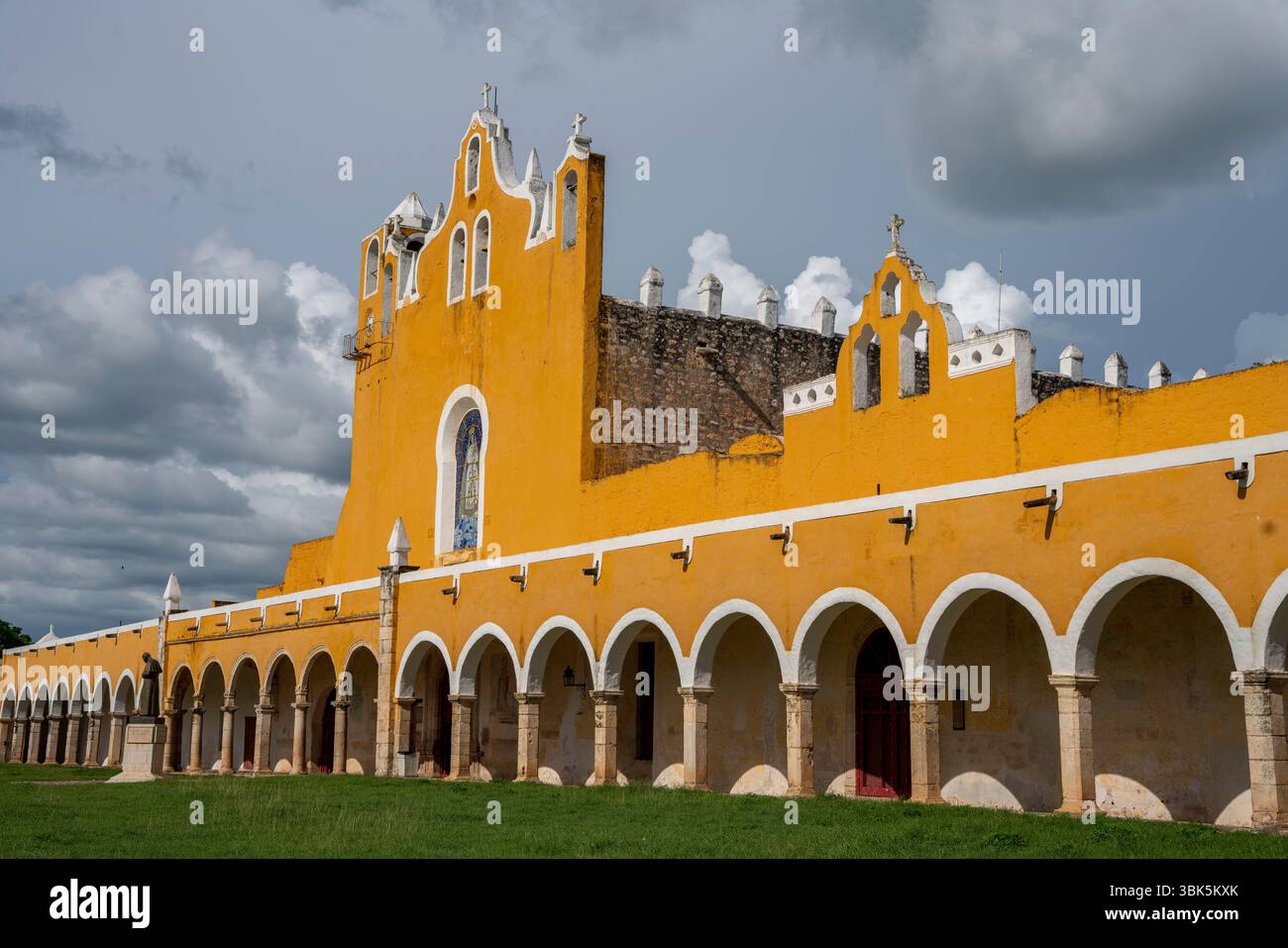 Convent San Antonio de Padua yellow colonial facade with arched ...