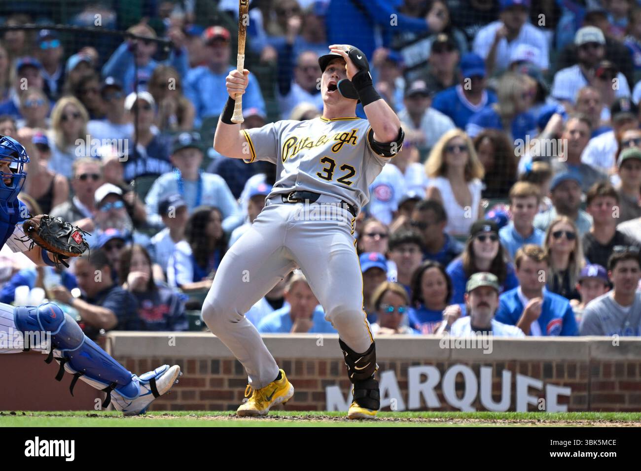 Pittsburgh Pirates' Henry Davis reacts after being called out on ...
