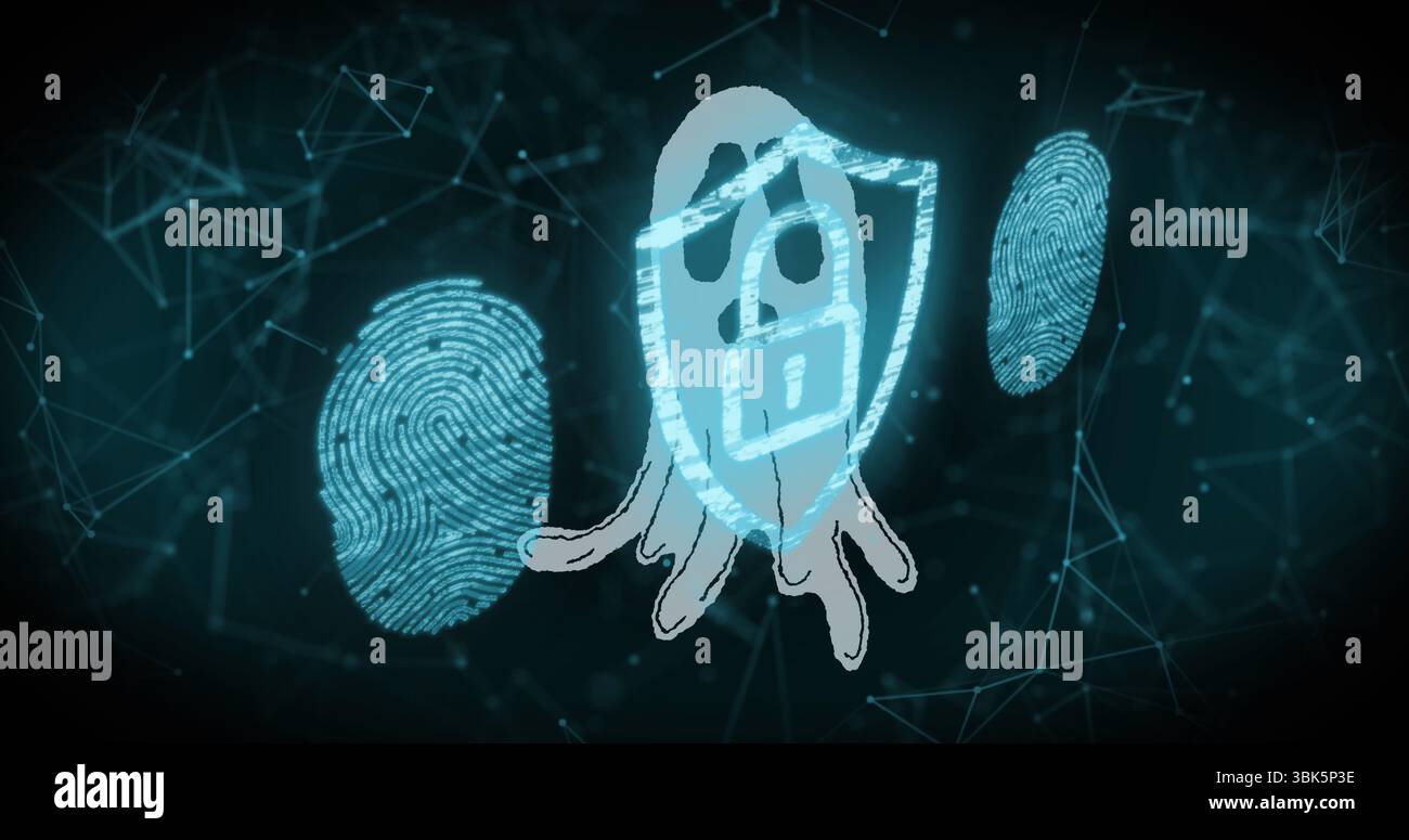 Displaying ghost icon guarding virtual node mesh, with padlock shield ...