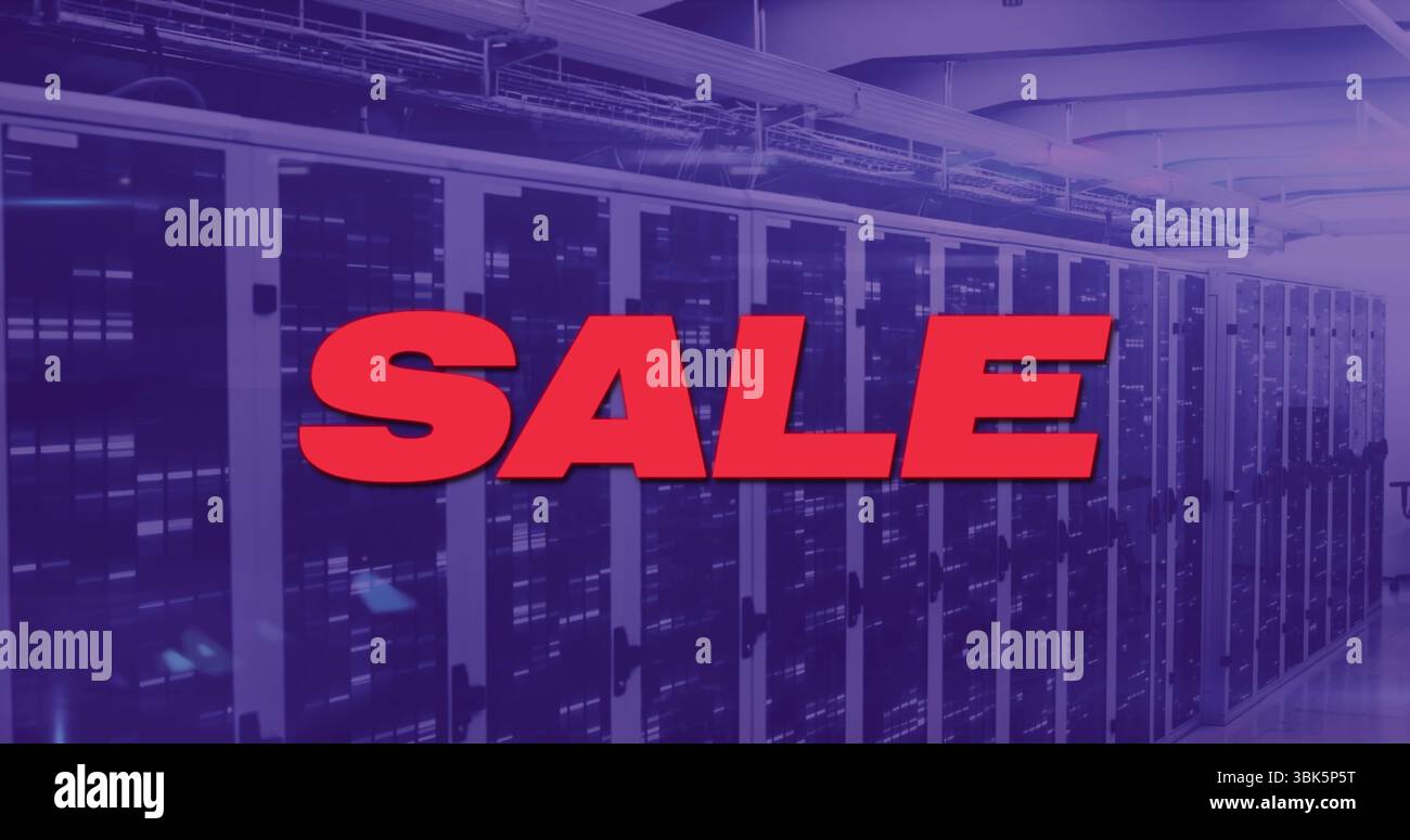 Showing large red SALE text in data center corridor featuring racks ...