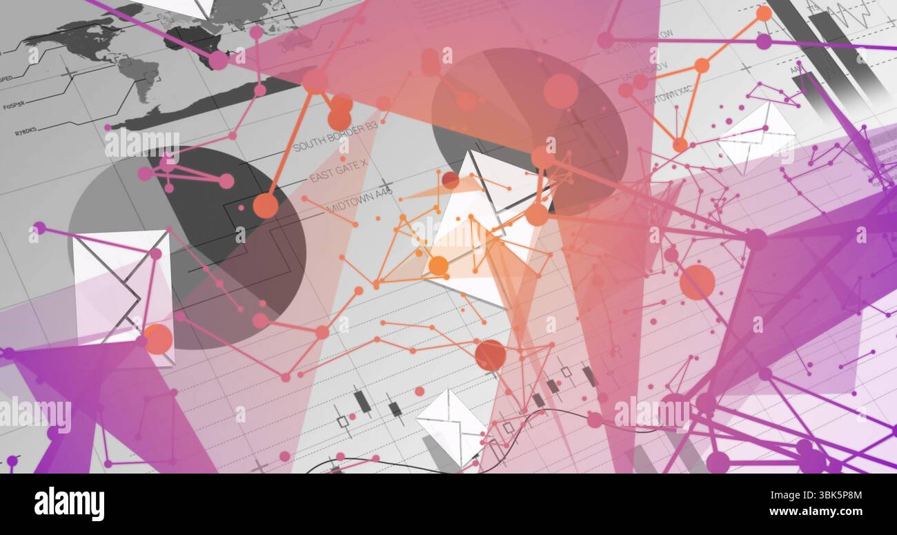 Visualizing abstract network of colored nodes and shapes in virtual ...