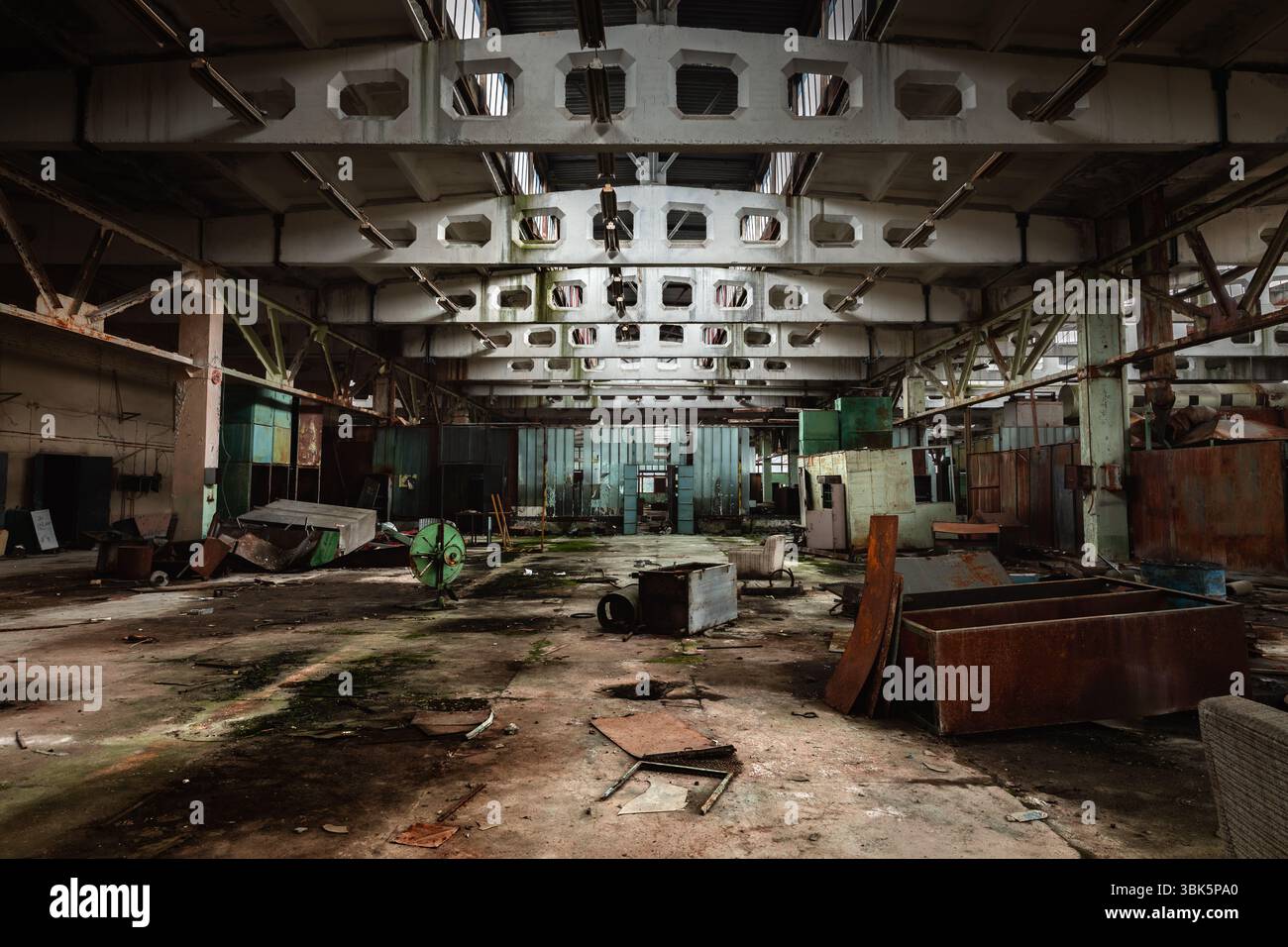 Damaged Roof in Jupiter Factory, Chernobyl Exclusion Zone 2019, angle ...