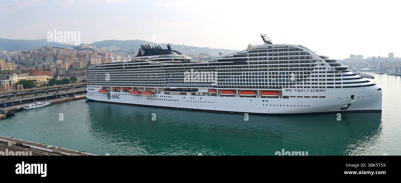 Genoa, Liguria, Italy - June 15, 2025: The cruise ship MSC World Europa ...