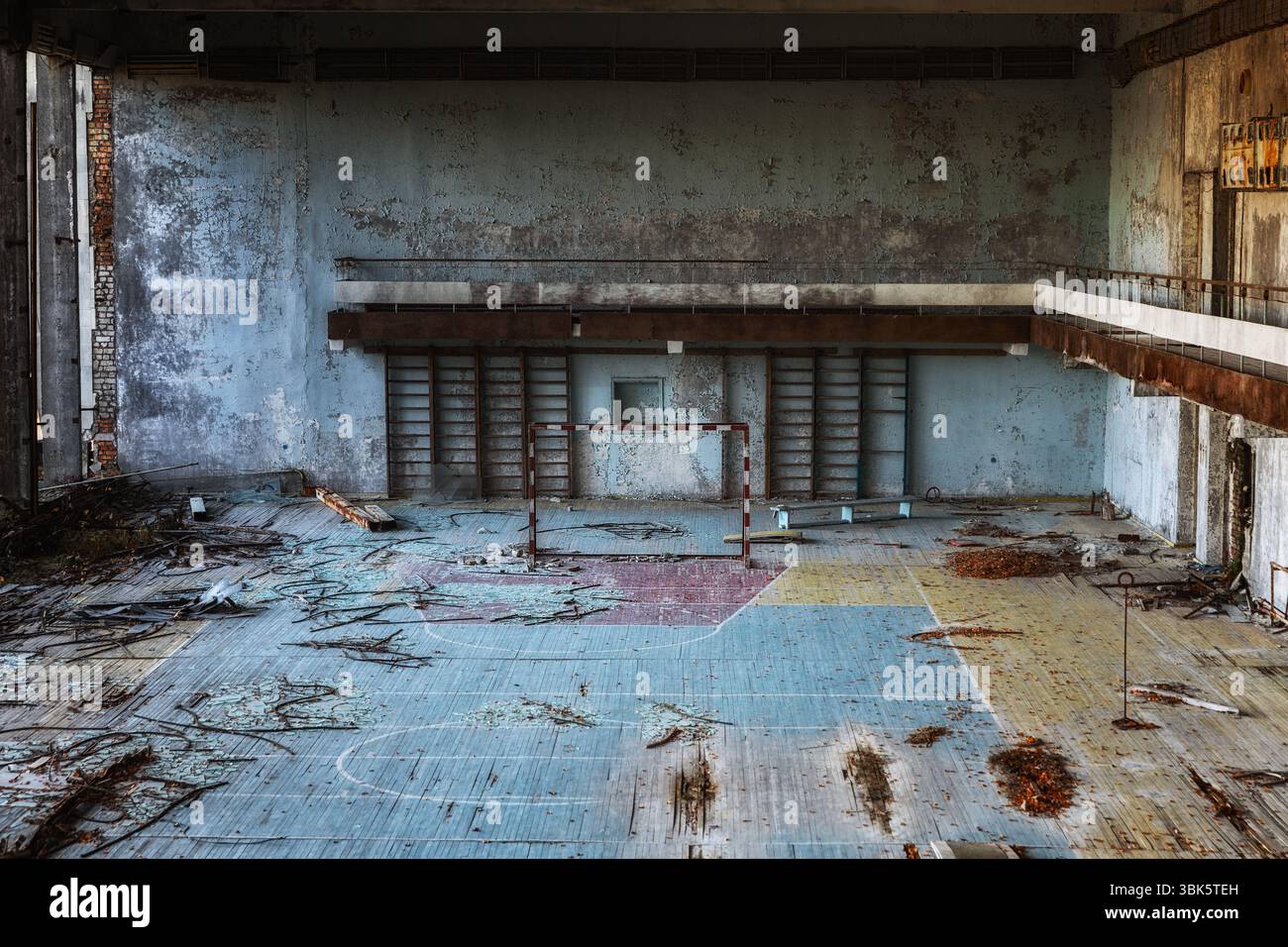 Abandoned sport room in ghost town angle shot Stock Photo - Alamy