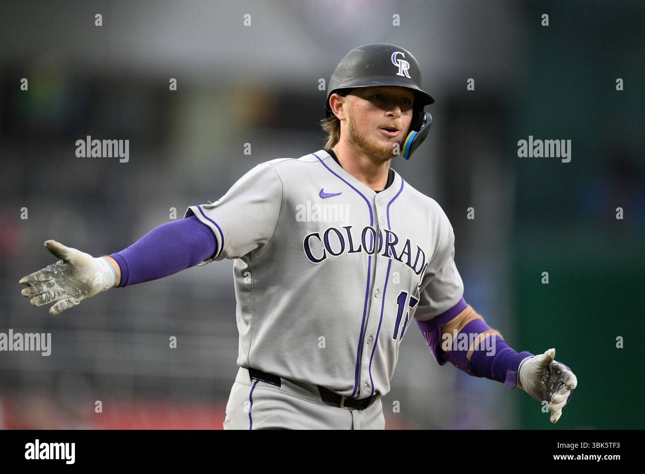 Colorado Rockies' Hunter Goodman in action during a baseball game ...