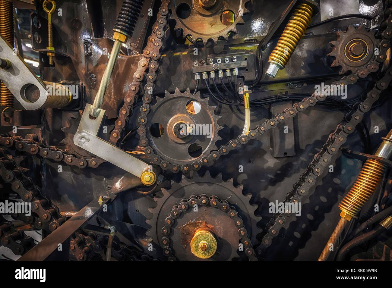 Detail photo of black car engine under the hood Stock Photo - Alamy