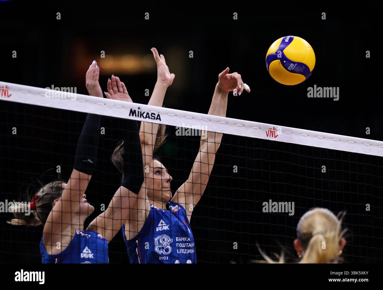 Belgrade, Serbia. 18th Jun, 2025. Maja Aleksic of Serbia spikes the ...
