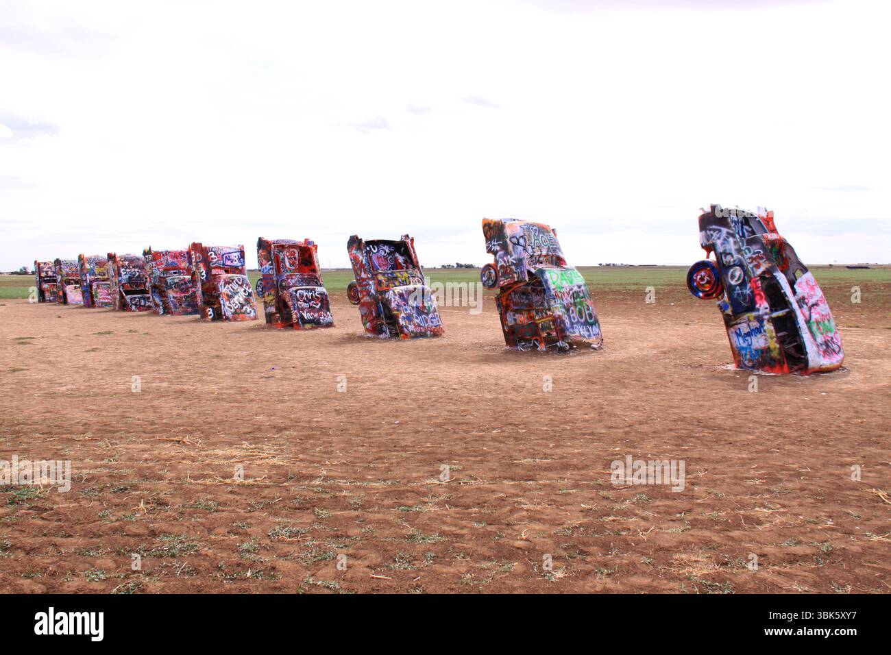 Colorful spray-painted Cadillacs at Cadillac Ranch in Amarillo, Texas ...