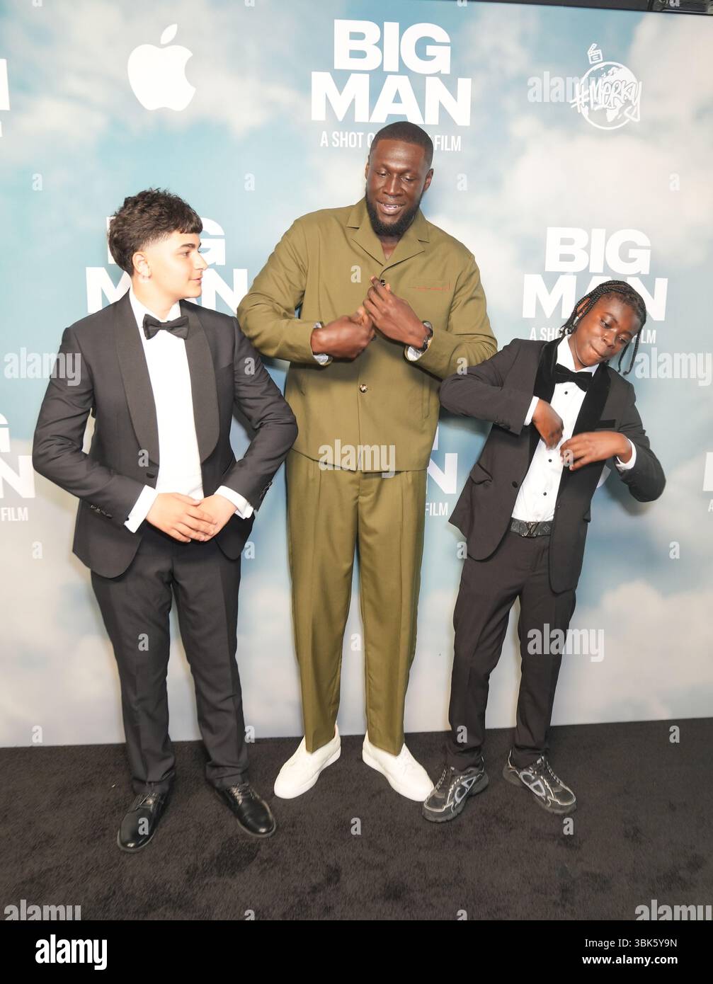 (left to right) Klevis Brahja, Stormzy, and Jaydon Eastman arrive for ...