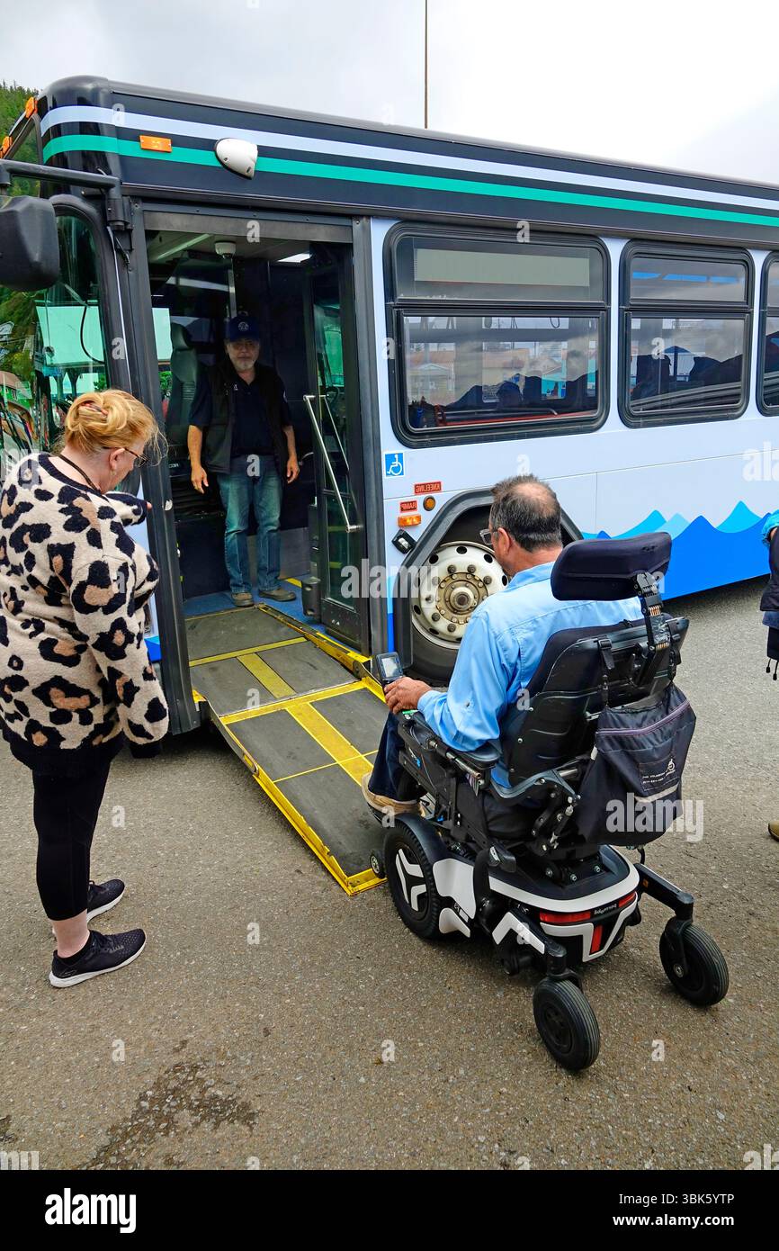 Handicapped passenger boards publicc transportation with ramp Ketchikan ...