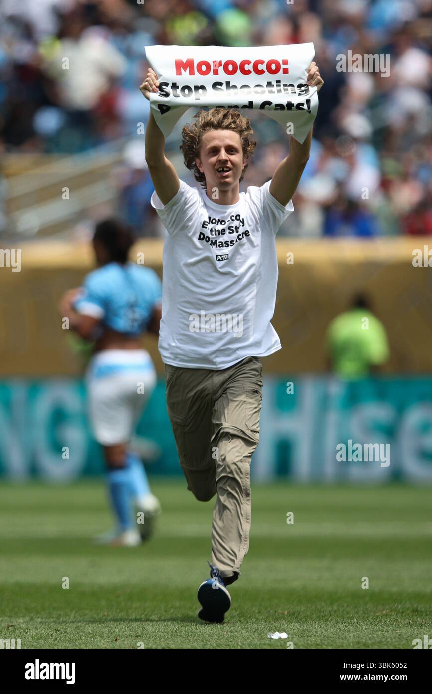 PHILADELPHIA, USA - 18th June 2025: A pitch invader from PETA displays ...