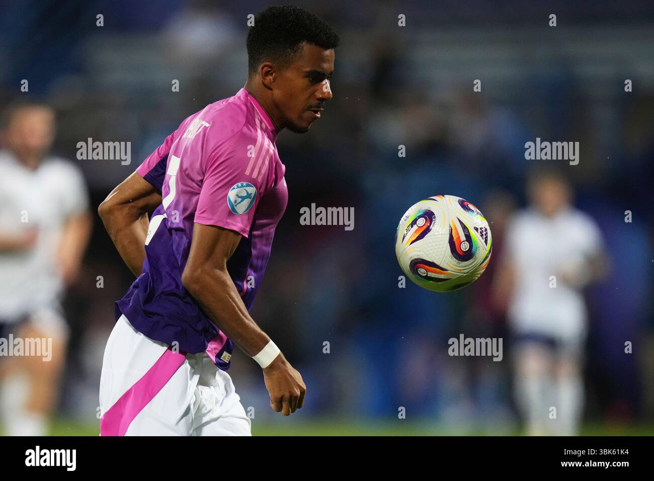 Germany's Ansgar Knauff controls the ball during the group B European U ...
