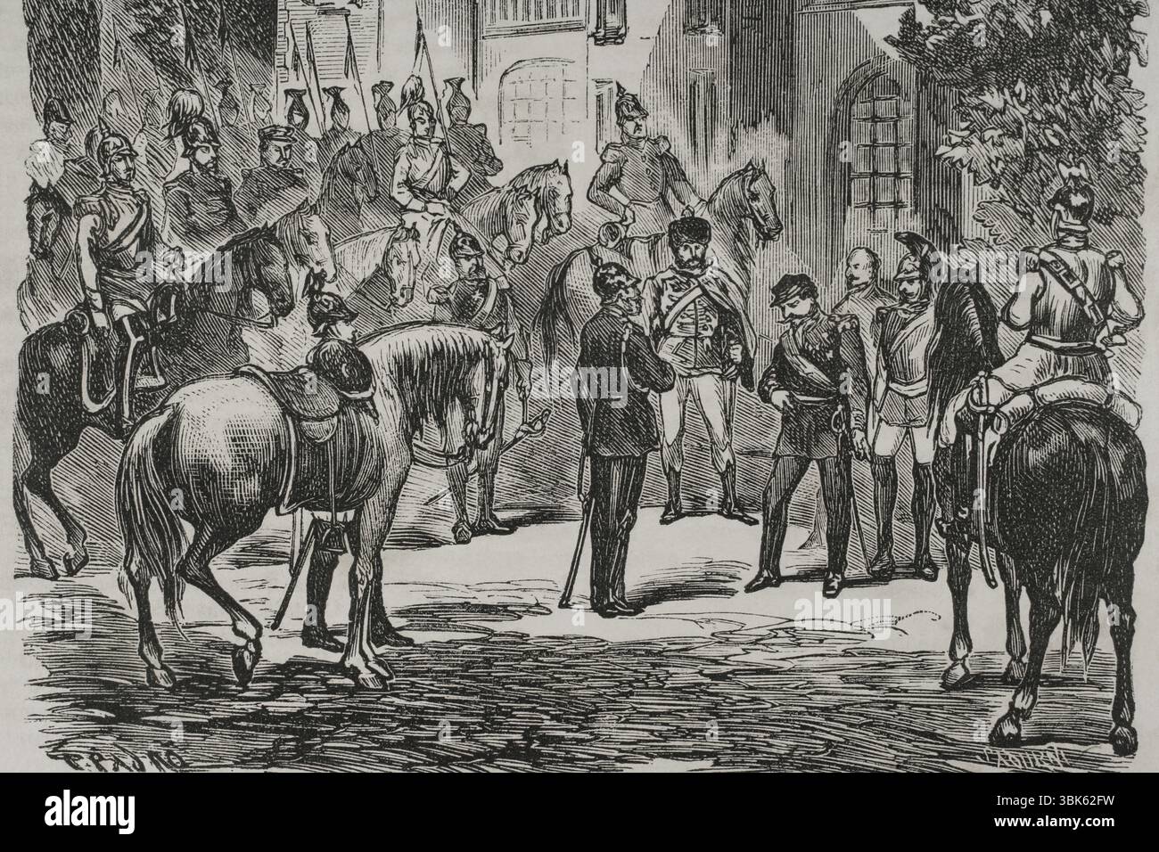 Franco-Prussian War. Napoleon III surrendering to King Wilhelm I of ...