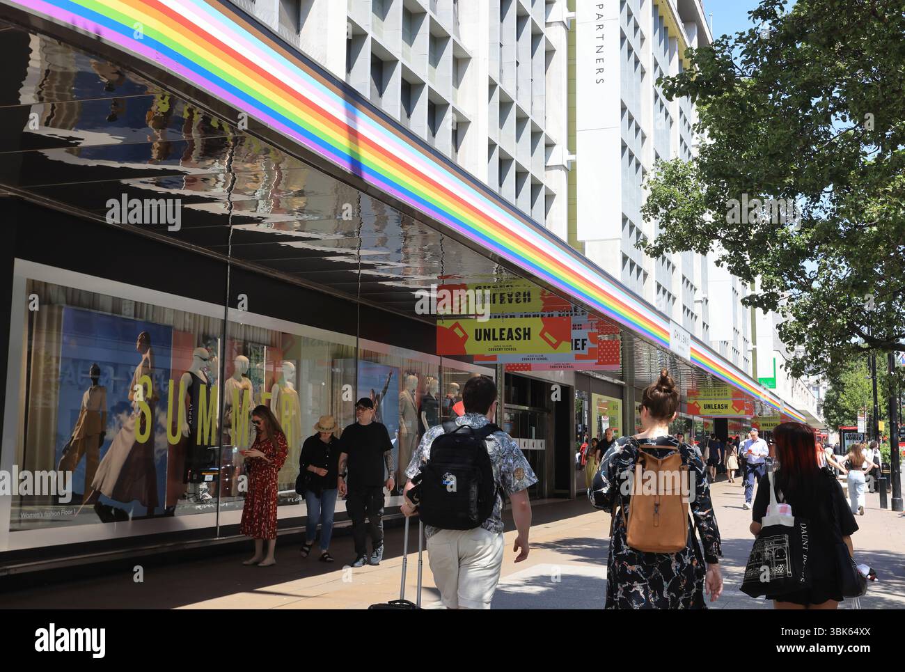 Pride colours displayed on John Lewis department store on Oxford Street ...