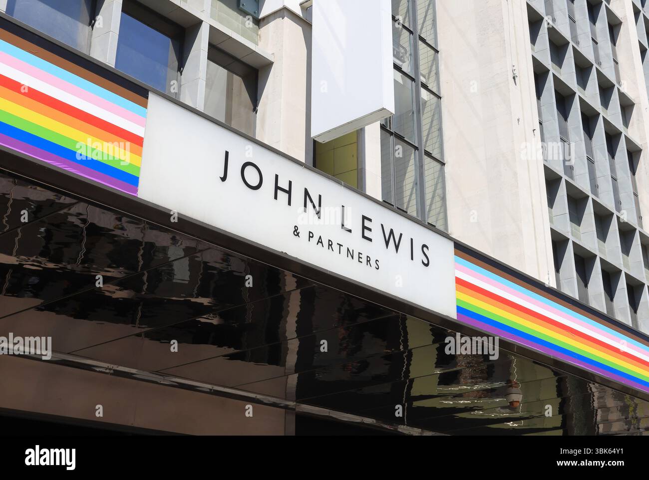 Pride colours displayed on John Lewis department store on Oxford Street ...