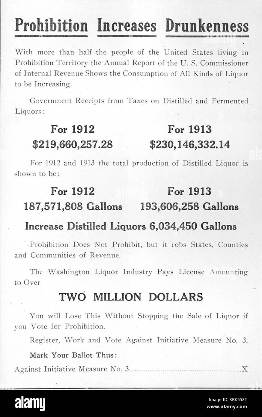 1914, Sept 14: Argument Against Prohibition promo. Text: ' Prohibition ...