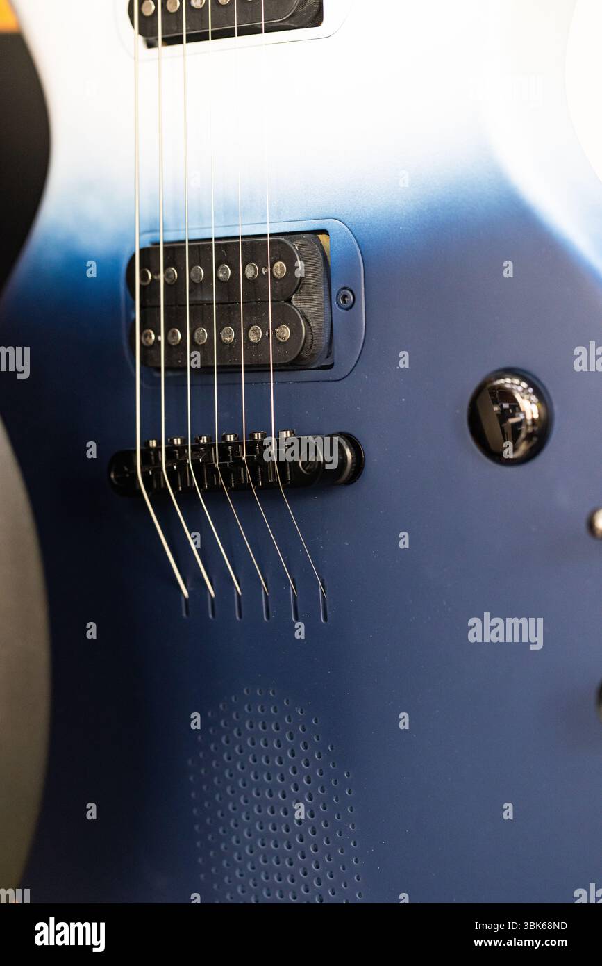 Stylish Blue Electric Guitar, Modern Design, Close-up Detail Stock ...