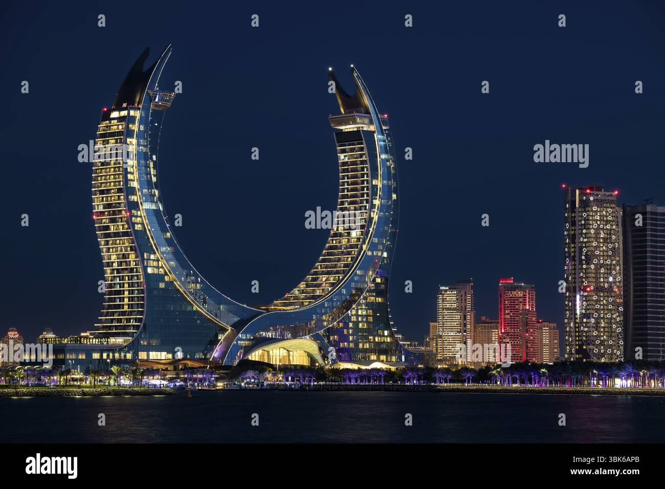 Raffles, Fairmont Hotel, Lusail, sunset, evening light, Doha, Qatar ...