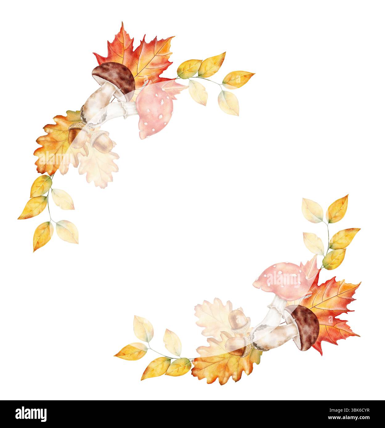 Watercolor frame maple leaves Cut Out Stock Images & Pictures - Alamy