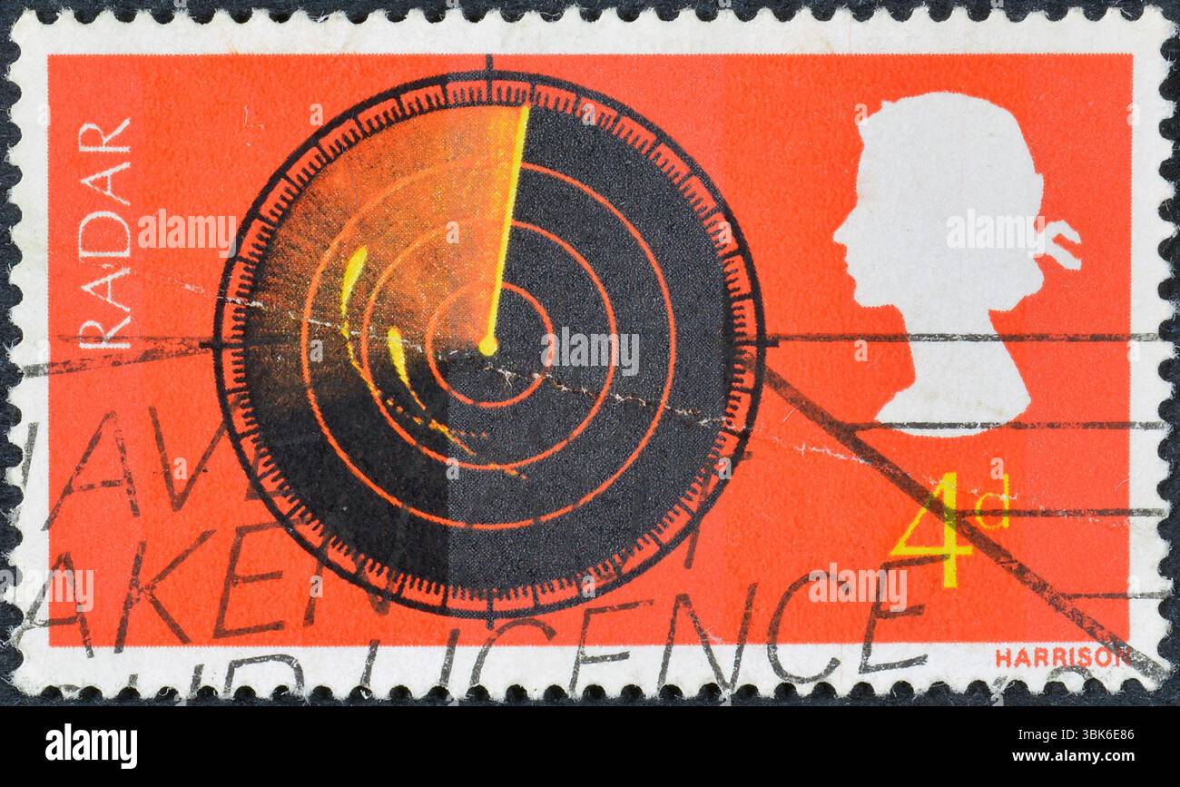 Cancelled postage stamp printed by United Kingdom, that shows Radar ...